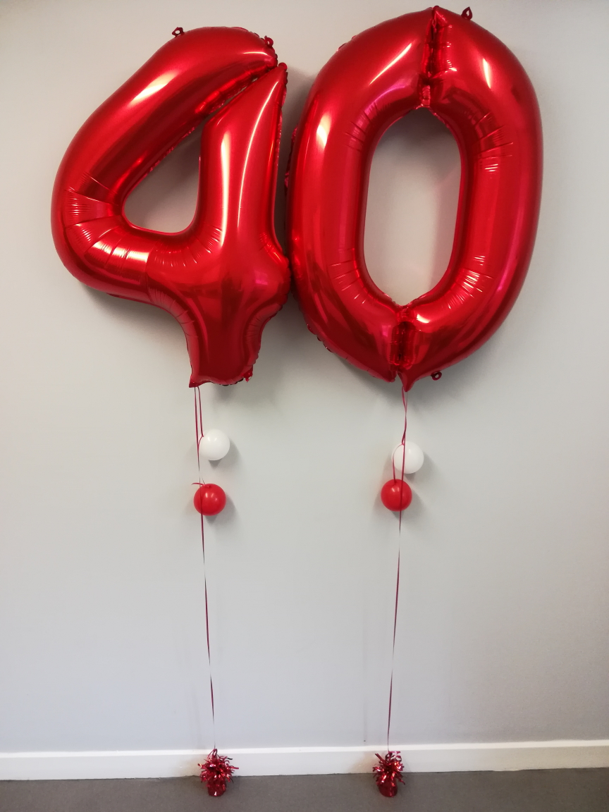 Large Red number balloons : Party Blowout Cumbernauld Glasgow